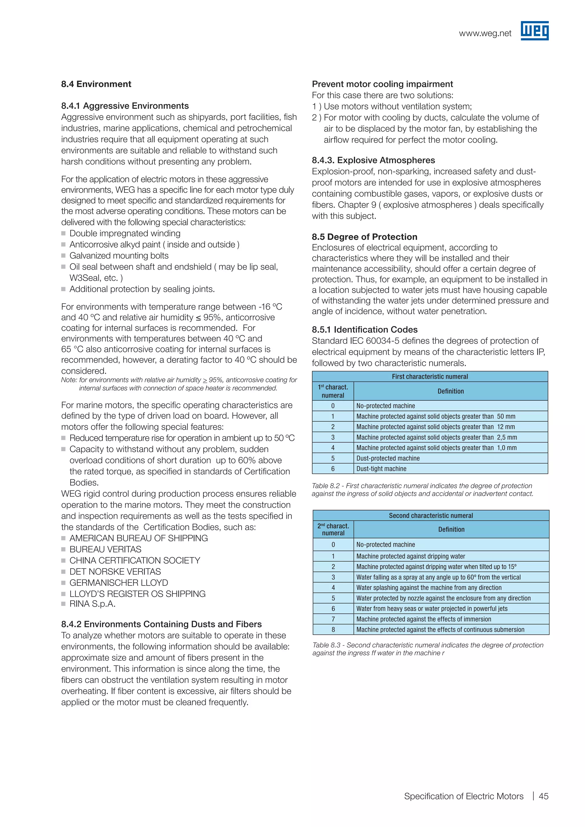 Weg specification-of-electric-motors | PDF