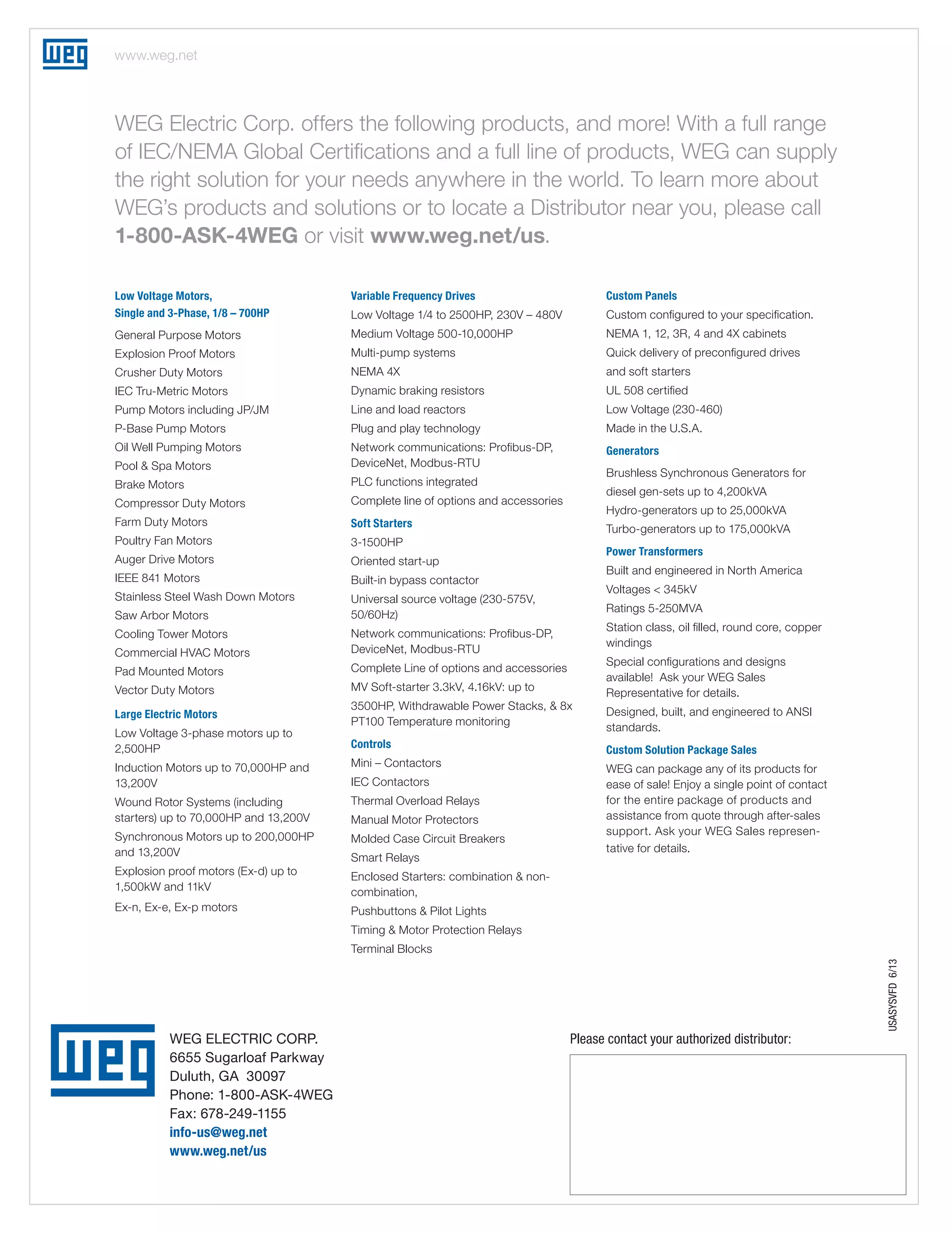 Weg system-drive-vfd-ac-motors-usasysvfd613-brochure-english | PDF