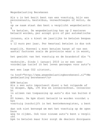 Wegenbelasting | PDF