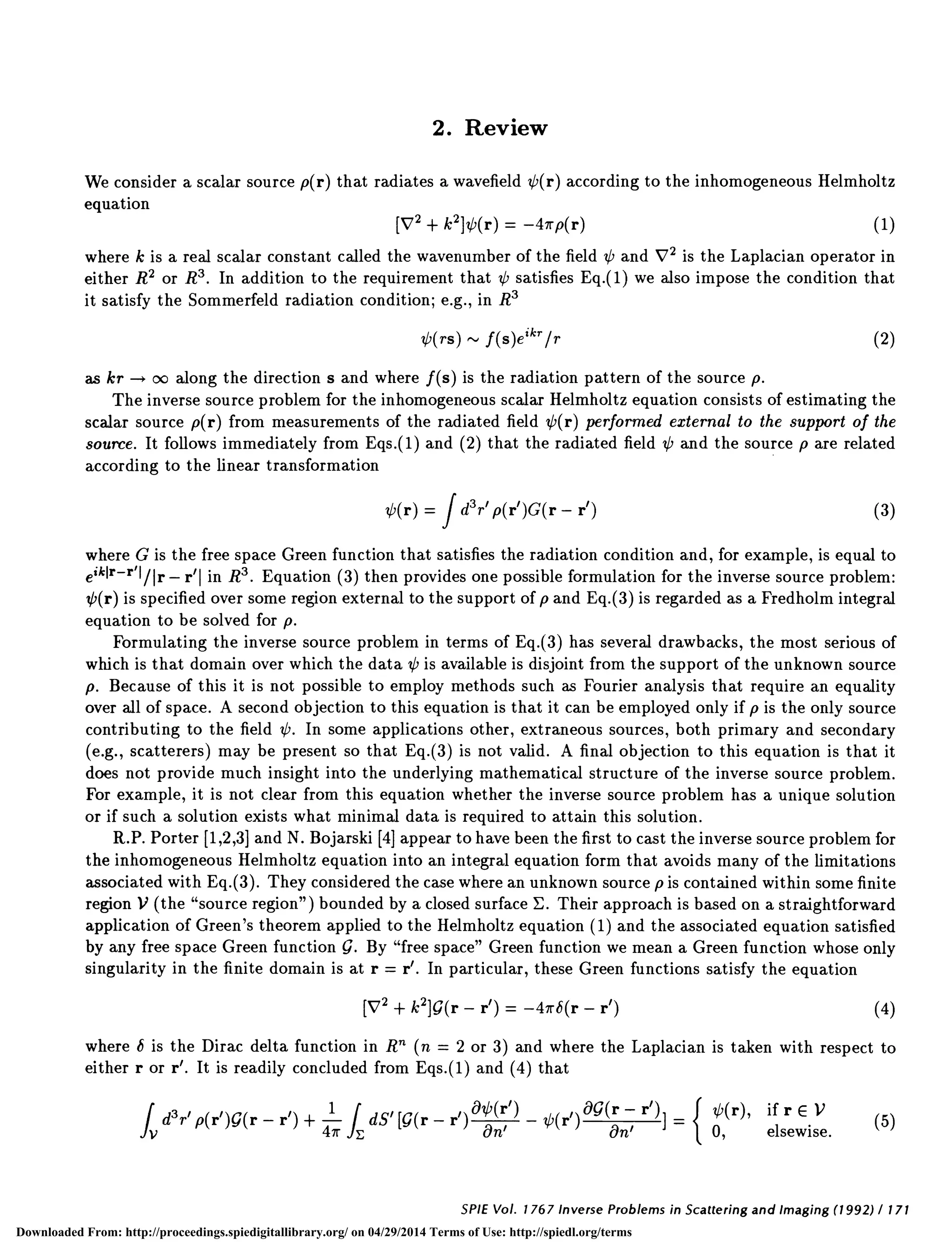 The Inverse Source Problem In The Presence Of External Sources Arthur B Weglein Pdf