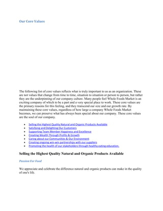 Wegman and whole food strategic business plan | DOCX