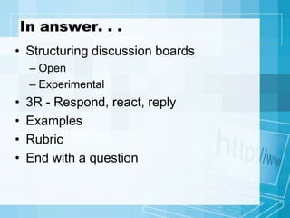 Building a Connected Stance: Motivation and Engagement in Asynchronous ...
