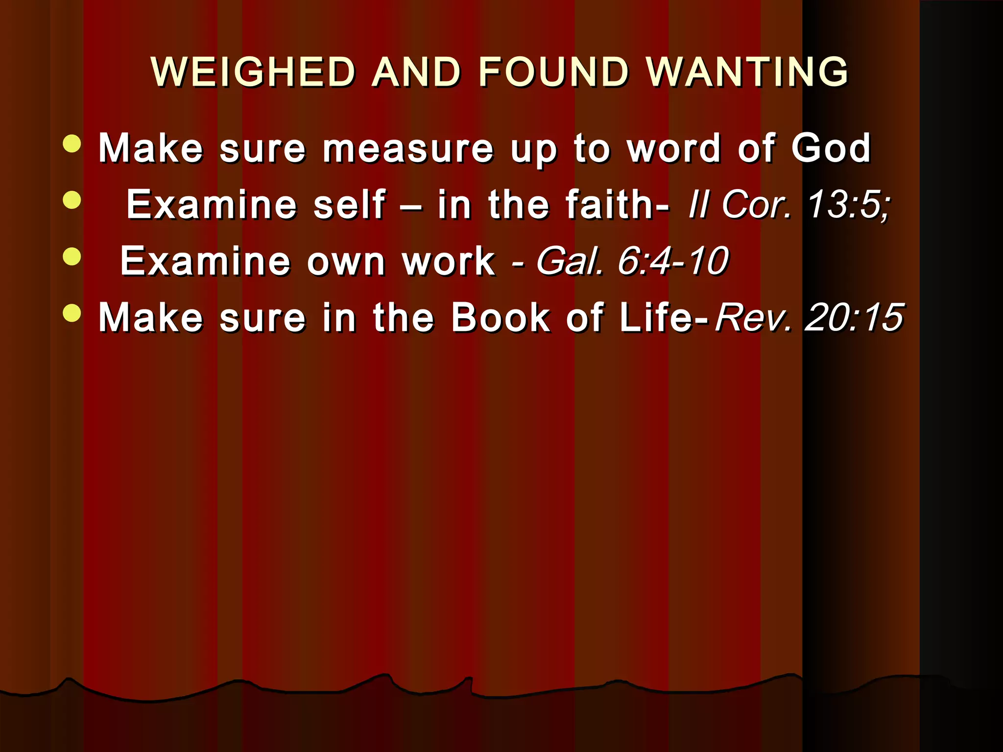 Weighed and found wanting | PPT