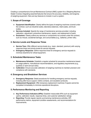 Weighing Machine Dealer annual maintenance contract system.pdf