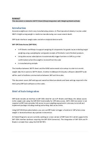 SAP PI Sheet (Xstep) integration with Weighing Machine/Scale | PDF