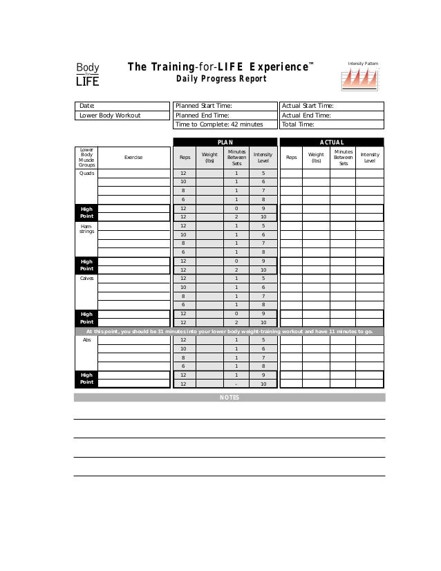 Body For Life Calendar