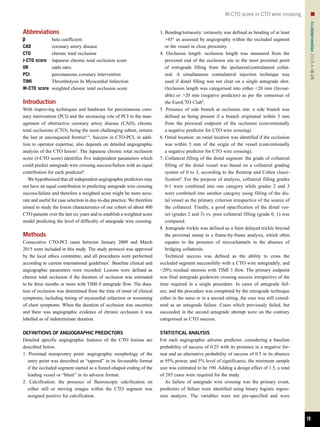 Weighted angiographic scoring model (w cto score) | PDF