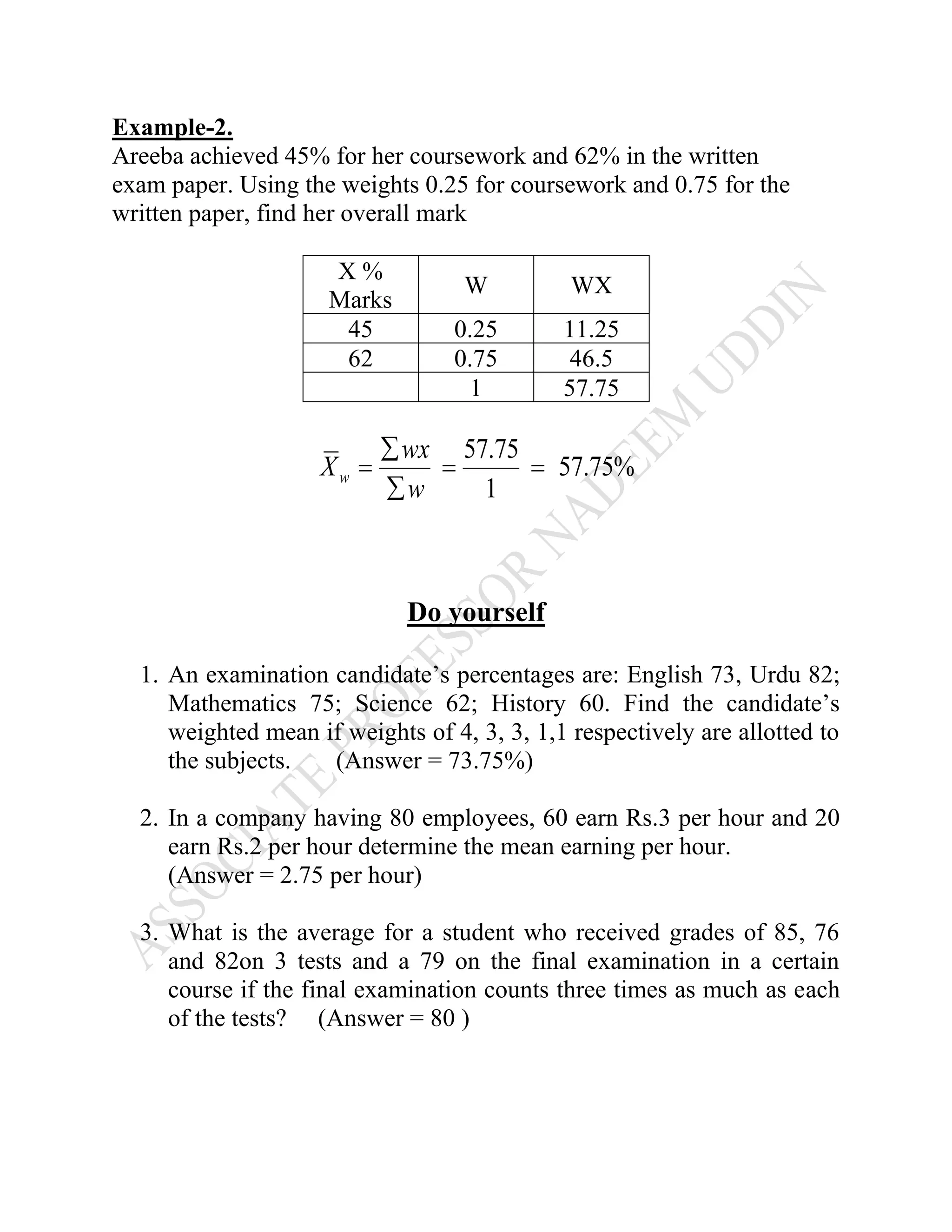 Weighted Arithmetic Mean Pdf