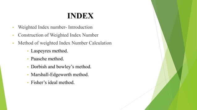 Weighted index number - business statistics | PPT