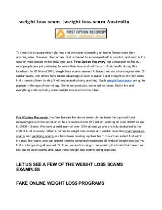 Weight loss scam weight loss scam australia