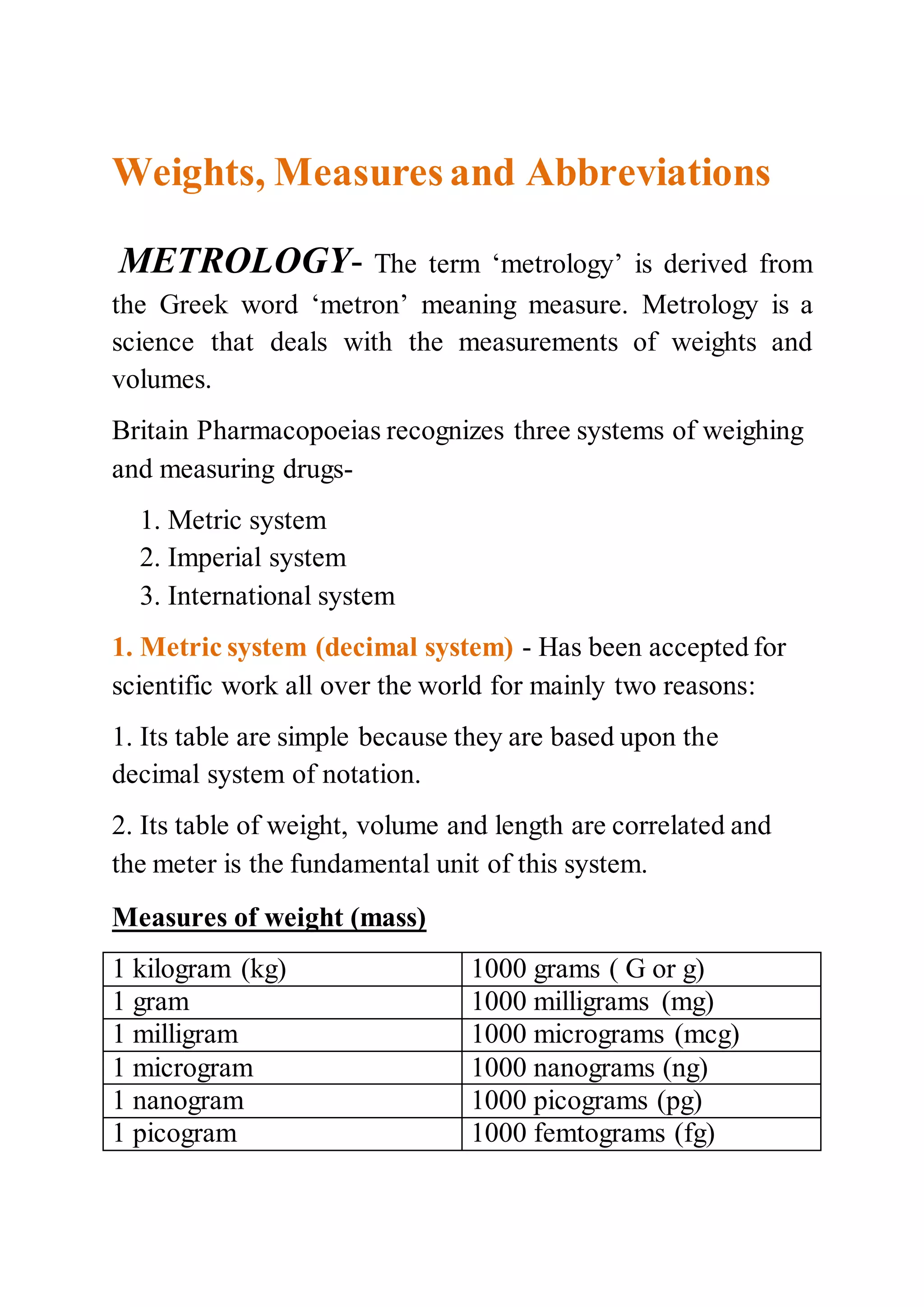 Weights measures n abbrevations | DOCX