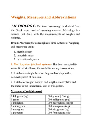 Weights measures n abbrevations | DOCX