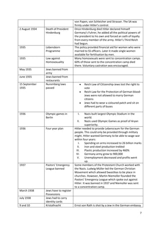 Weimar Germany and Nazi Germany Notes - Thomas Vanderstichele | DOCX