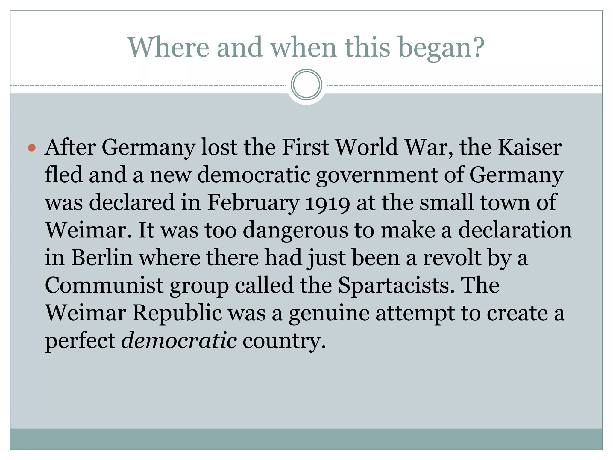 Weimar republic power point franco | PPTX