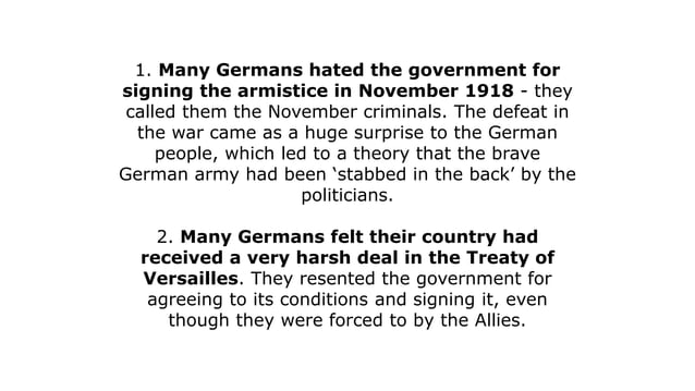 TREATY OF VERSAILLES - WEIMAR'S REPUBLIC PROBLEMS | PPT