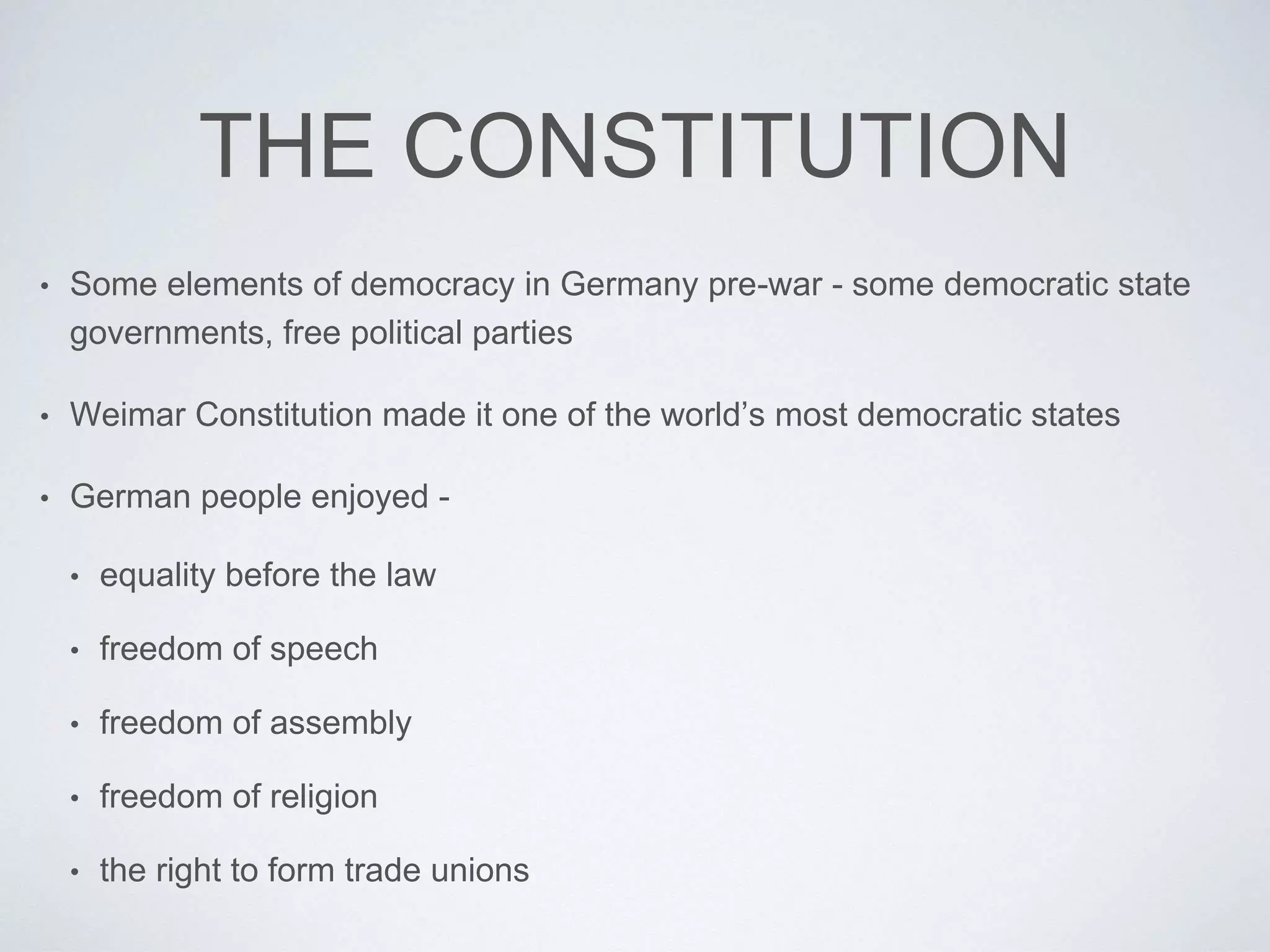 Weimar republic setup and constitution | PPTX | Civic affairs | Politics