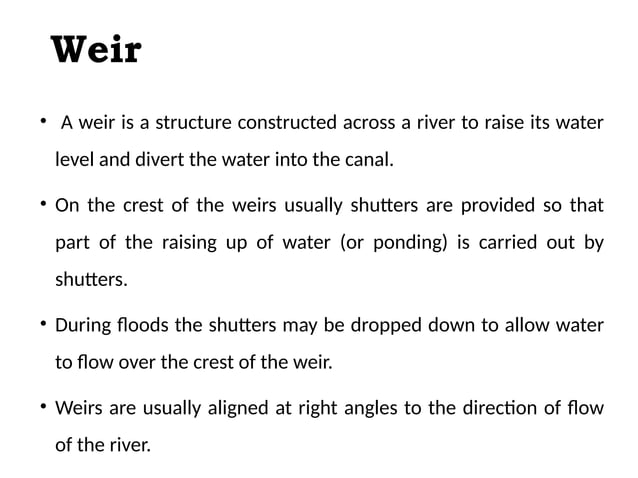 Weir and barrage- Causes of failure of weirs on permeable soils.pptx ...