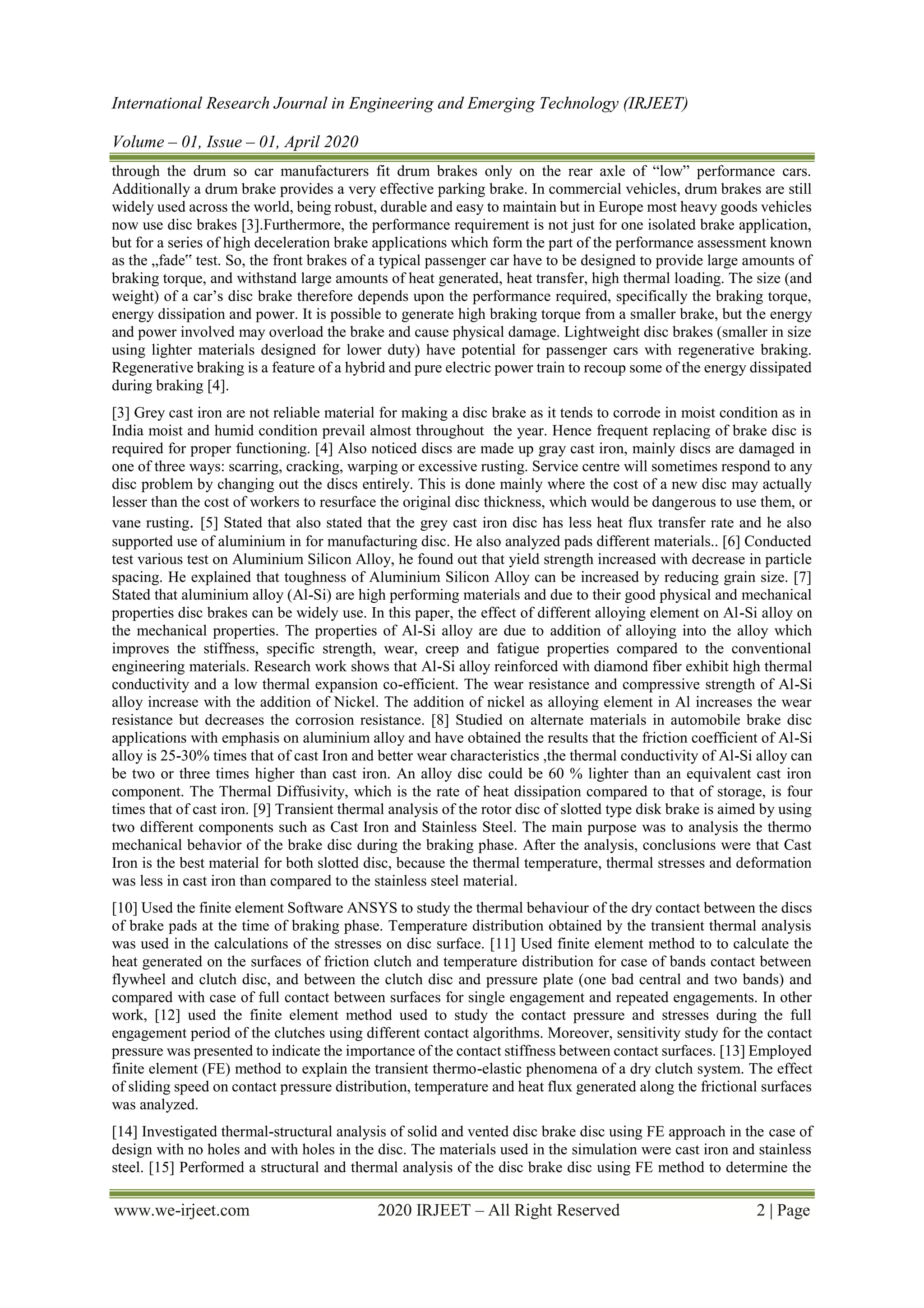Analysis of Disc Brake by Modifying in Design and Material Composition ...