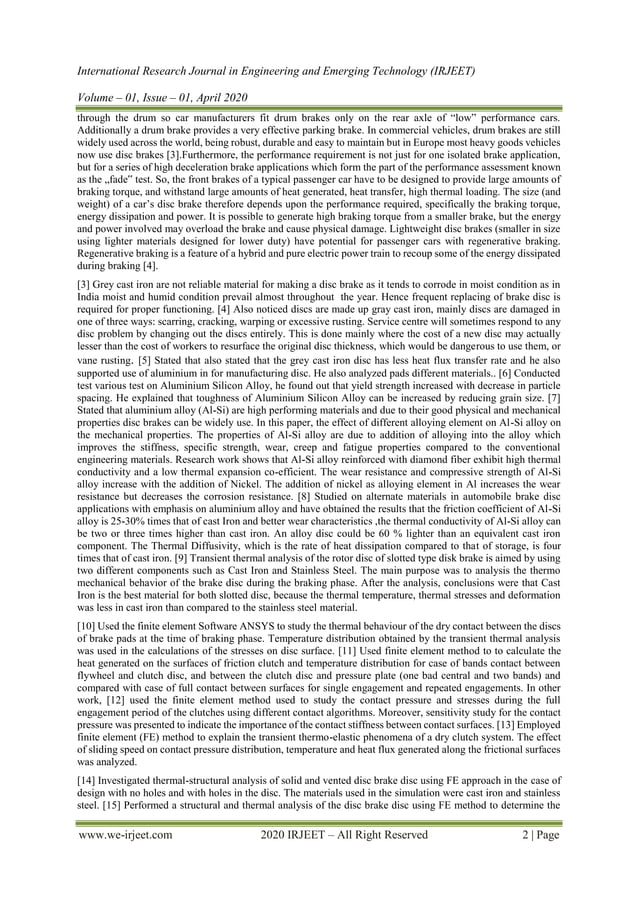 Analysis of Disc Brake by Modifying in Design and Material Composition ...