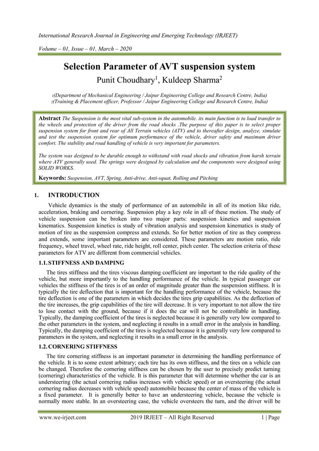 Selection P arameter of AVT suspension system | PDF