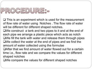 Weir notches | PPTX | Chemistry | Science