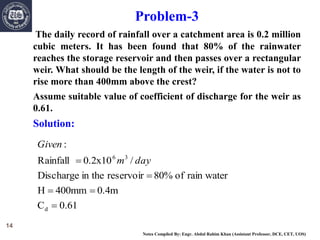 Weirs introduction hydraulic structures for civil engineering | PDF