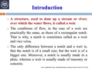 Weirs introduction hydraulic structures for civil engineering | PDF