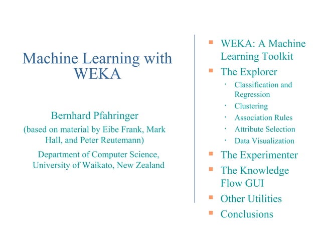 Weka a tool_for_exploratory_data_mining | PPT