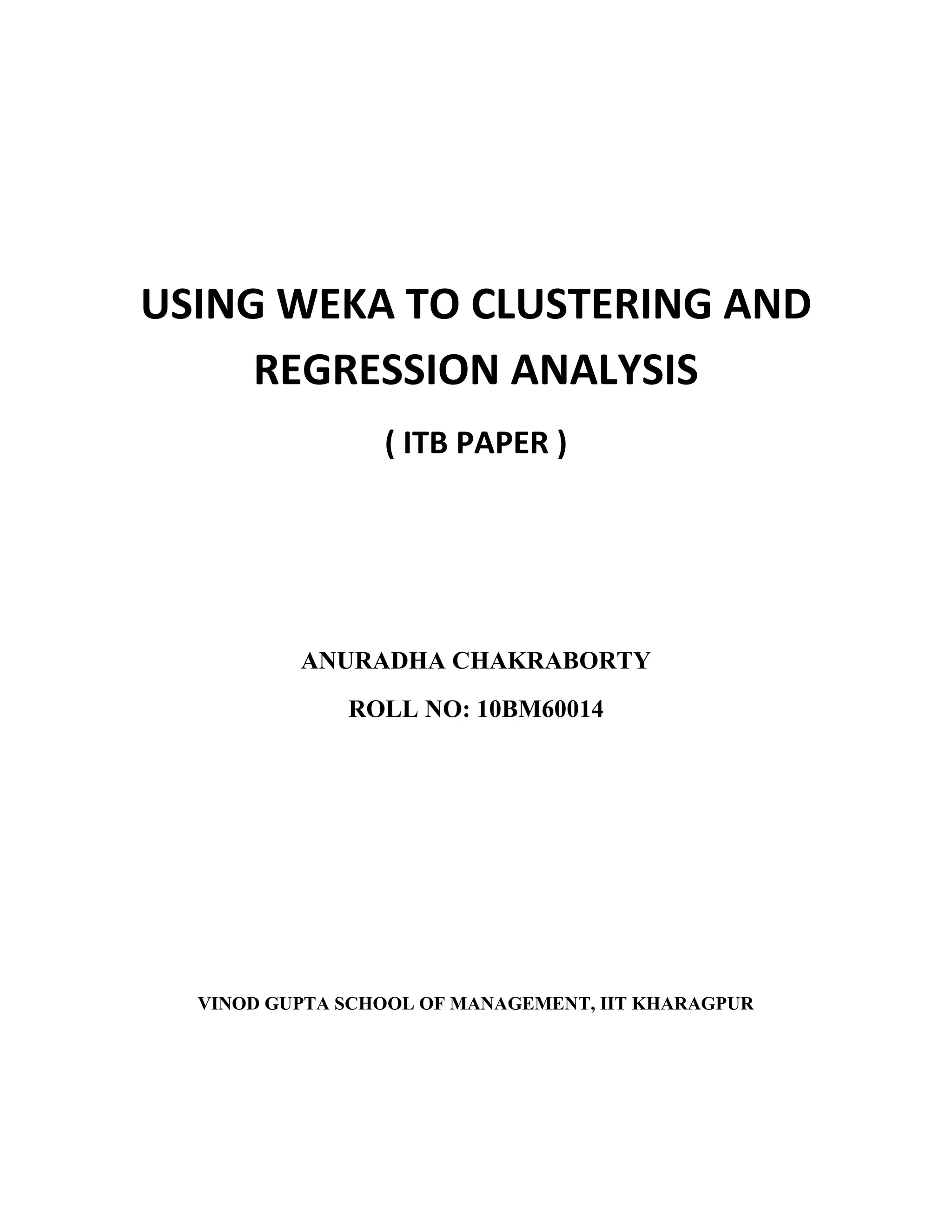 Weka for clustering and regression itb vgsom | PDF | Grocery Shopping | Shopping