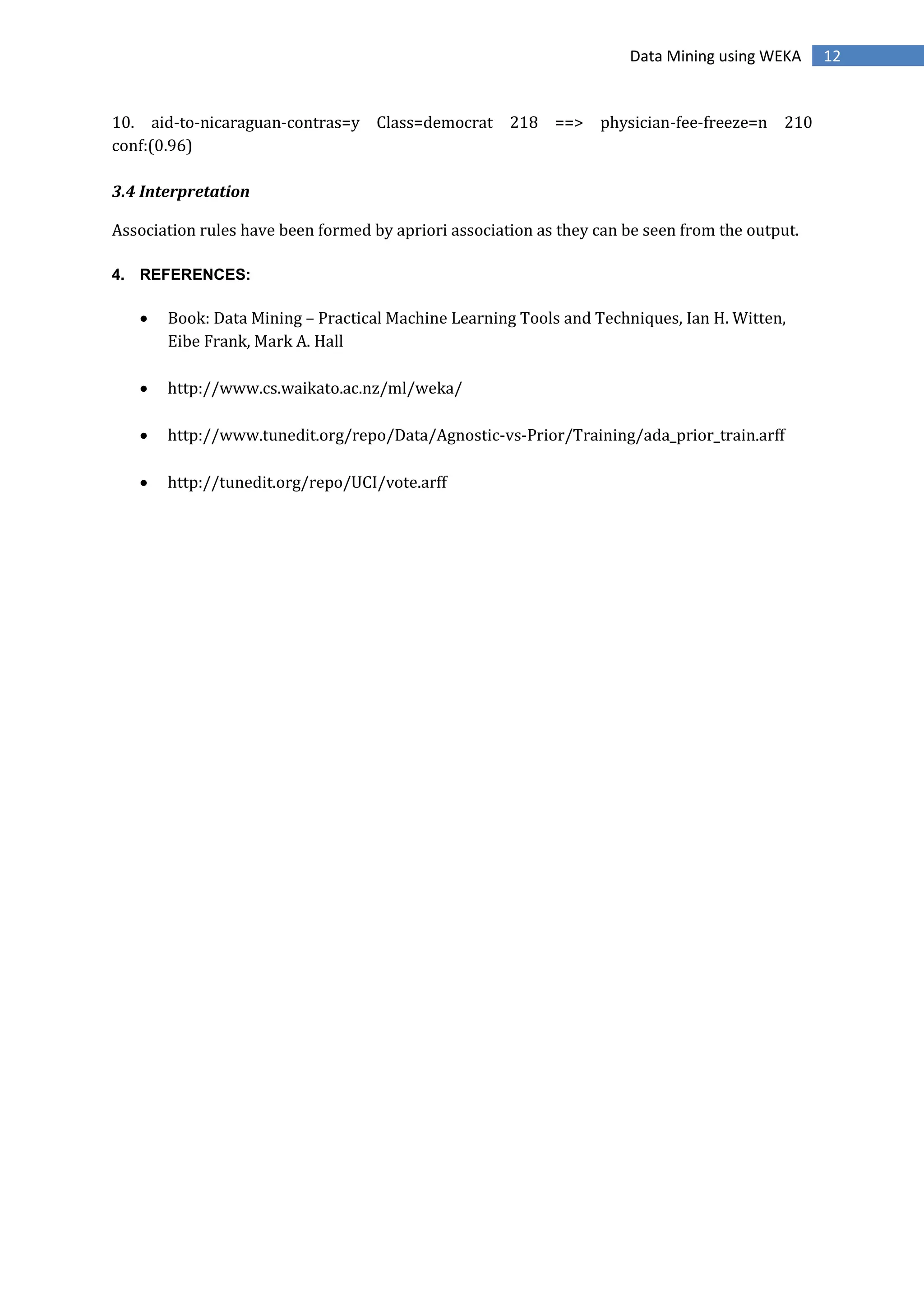 Weka project - Classification & Association Rule Generation | PDF
