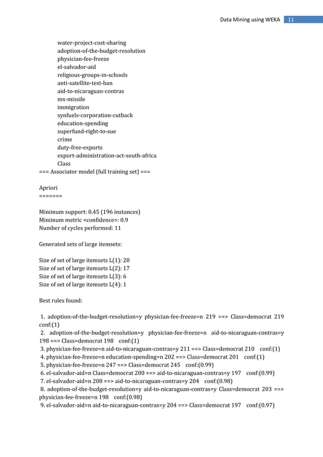 Weka project - Classification & Association Rule Generation | PDF