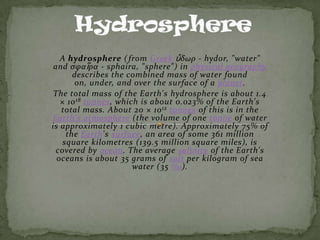 Earth's Hydrosphere and Water Pollution | PPT