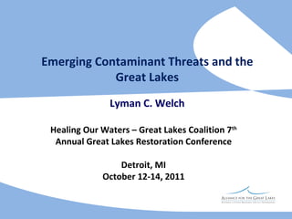 Emerging Contaminant Threats and the Great Lakes | PPT