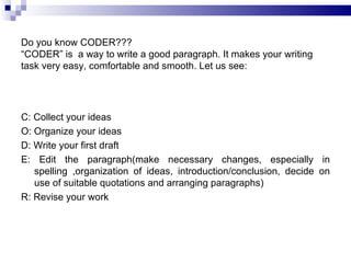 How to Write a Good Pargraph/ Article | PPT