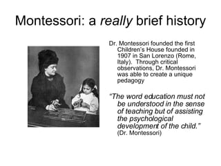 Introduction to the Montessori Method in the Primary Classroom | PPT