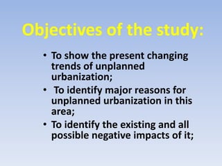 Unplanned urbanisation | PPTX