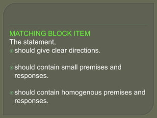 types of test items | PPTX