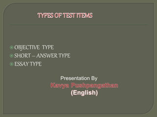 types of test items | PPTX