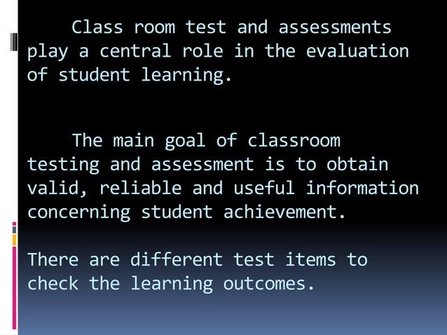 types of test items | PPTX | Standardized Testing | Educational Assessment