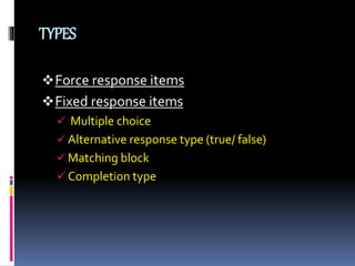types of test items | PPTX