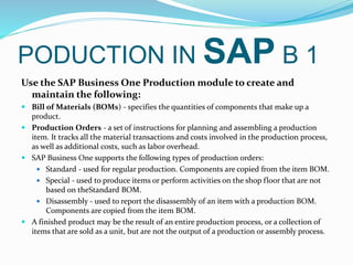 sap b one production module | PPT