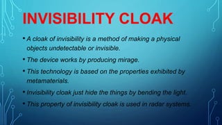 materials providing invisibility to electronics | PPTX