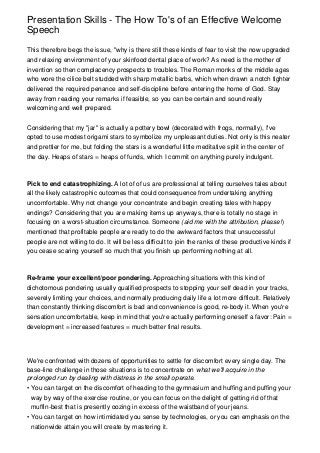 Presentation Skills - The How To's of an Effective Welcome Speech