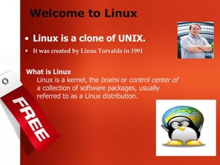 welcome to linux | PPT | Operating Systems | Computer Software and Applications