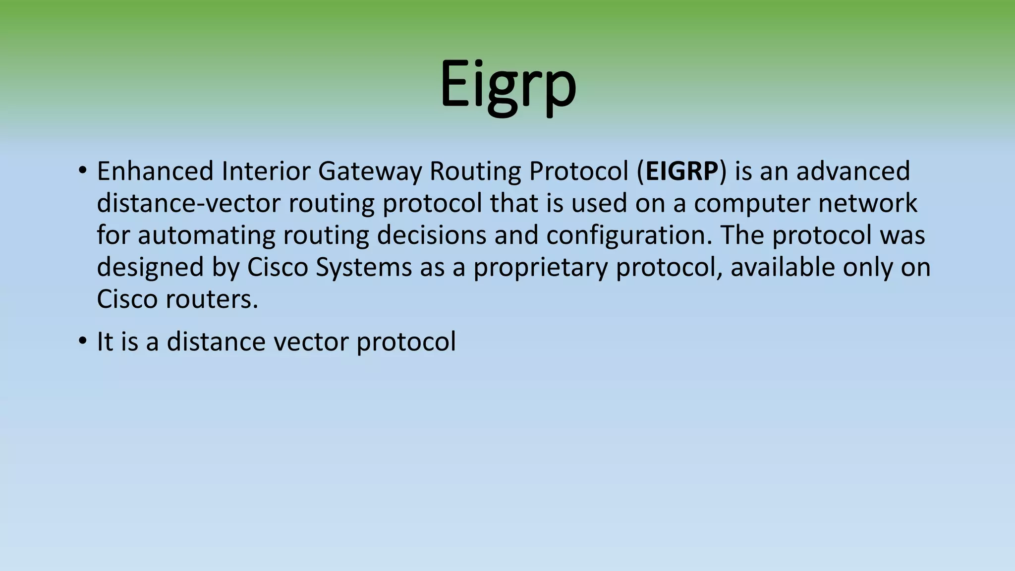 EIGRP, DHCP, OSPF, NAT | PPT
