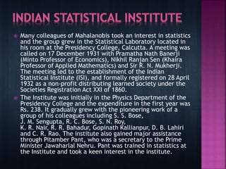 P.C.MAHALANOBIS AND HIS CONTRIBUTION | PPTX