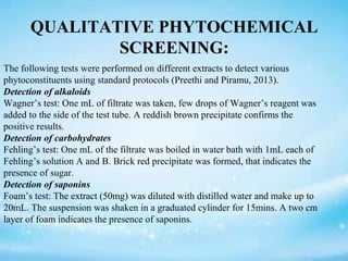 PHYTOCHEMICAL ANALYSIS AND ANTIBACTERIAL ACTIVITY OF LEAVES EXTRACT ...