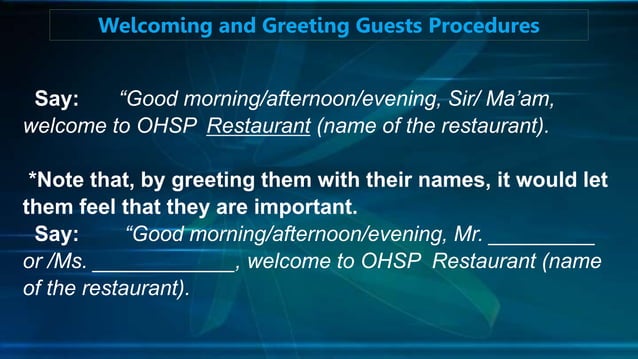 Welcome and Greet Guest Module 1 Week 1.pptx