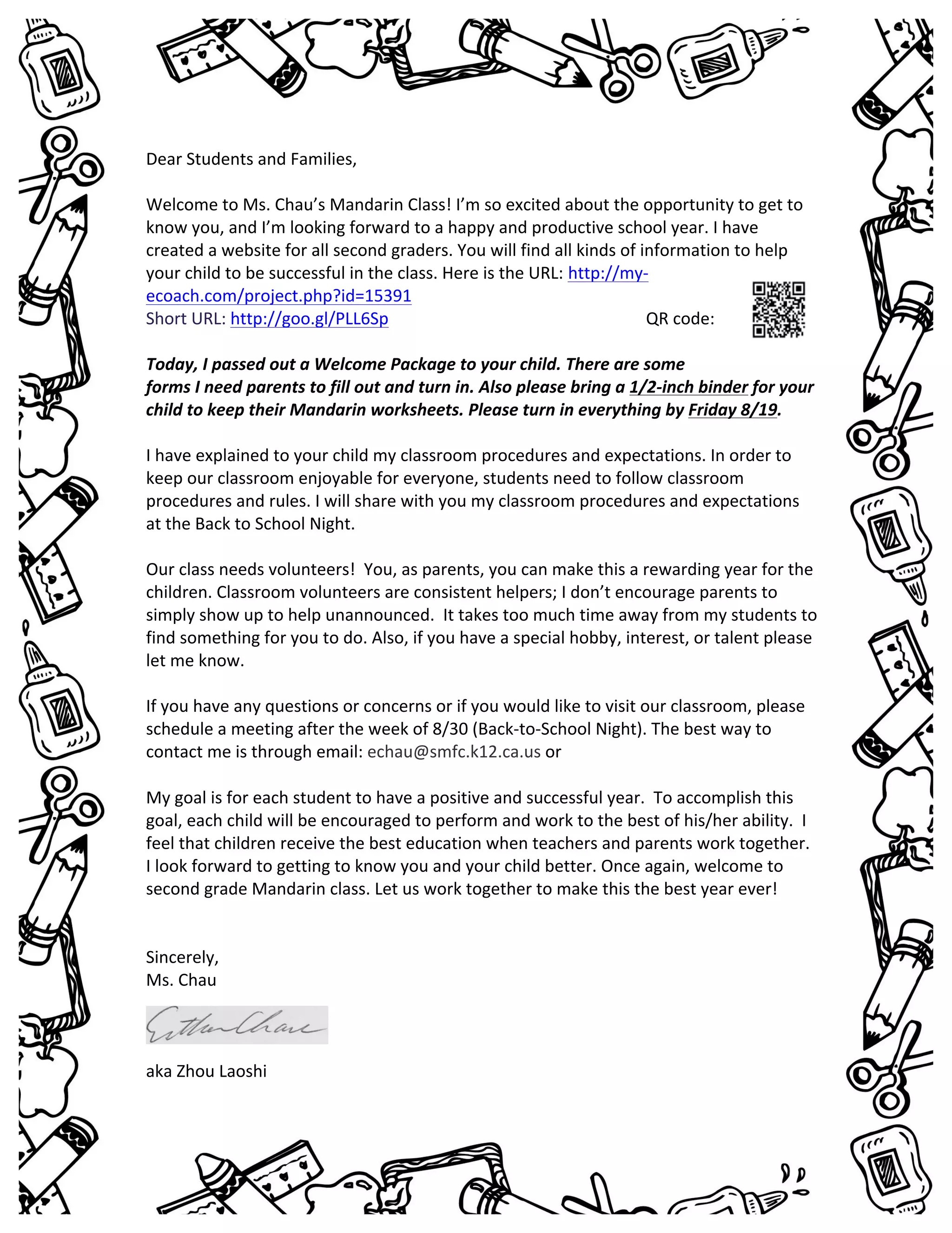 Welcome letter 2016-17 | PDF