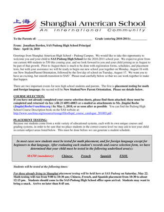 Welcome letter (2010 2011) | PDF